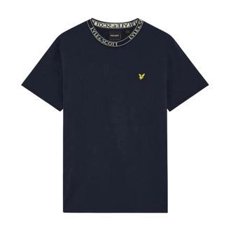 Lyle & Scott Bedrucktes Rundhals-T-Shirt mit kurzen &Auml;rmeln - - Tops - Herren - Blau - XL