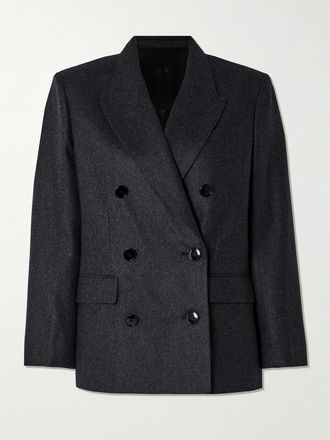 Isabel Marant Natalia Doppelreihiger Blazer Aus Wollflanell - Grau