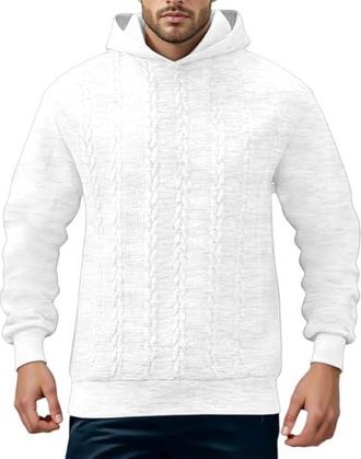 Generic Sweat &agrave; capuche uni l&eacute;ger pour homme, couleur unie, pull en tricot d&eacute;contract&eacute; &agrave; manches longues, pull dhiver 2025, v&ecirc;tements pour entra&icirc;nement int&eacute;ri