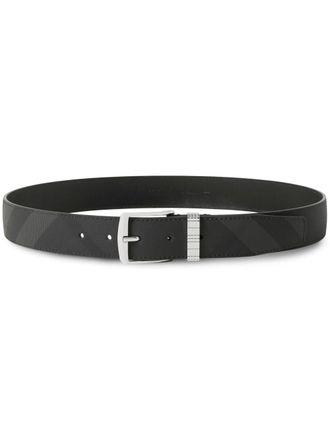 Burberry ceinture en cuir &agrave; carreaux - Noir