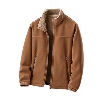 Generic Sweat-shirt en polaire &agrave; fermeture &eacute;clair int&eacute;grale pour homme - Manteaux en polaire chauds et confortables - Col montant - V&ecirc;tements dext&eacute;rieur &agrave; fer