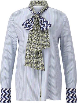 Herzen'sangelegenheit Femme, Blouses et Chemises, Bleu, Taille: 44 FR Chemisier en soie &agrave; rayures avec