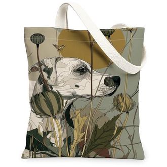 Generic Sacs fourre-tout vintage en toile pour chien, motif floral artistique, sacs d&eacute;picerie r&eacute;utilisables, l&eacute;gers et lavables en toile pour, vert, 13x15 Inc