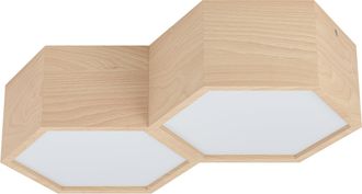 Eglo Deckenlampe Mirlas, 2 flammige Deckenleuchte, Wohnzimmerlampe aus Holz in Natur und Kunststoff in Weiß, Schlafzimmerlampe, Flurlampe Decke mit E27 Fas