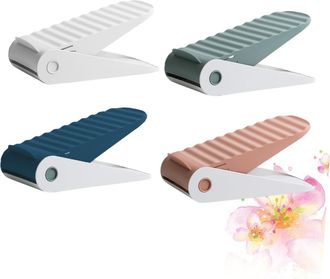 DOITOOL 4 Stück Teiliges Platzsparendes Schuhregal mit Doppellagigem Kunststoff Design rutschfeste Schuhhalterung für Damen Herren Kinderschuhe für Zuhause in