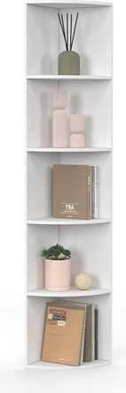 IDMarket Eck-Wandregal Modula, 5 Ebenen, Wei&szlig;, zum Aufstellen oder Befestigen