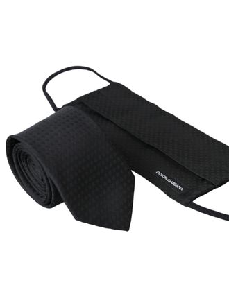 Dolce & Gabbana Mens Black Silk Adjustable Necktie Face Mask Accessory