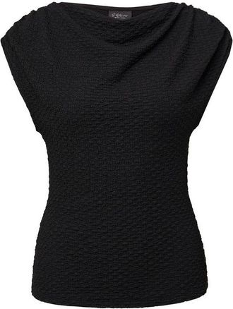 s.Oliver Kurzarmshirt T-Shirt Strukturiertes Shirt mit Wasserfall-Ausschnitt