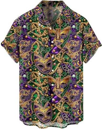 Generic Chemise hawa&iuml;enne amusante &agrave; manches courtes et boutonn&eacute;e pour homme - Style d&eacute;contract&eacute; - Pour la plage et l&eacute;t&eacute;, b-violet, 3XL