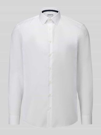 Jake*s Slim Fit Businesshemd mit abgerundetem Saum
