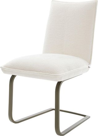 DELIFE Schwingstuhl Lelio-Flex Freischwinger flach Effektfinish Titan Boucl&eacute; Soft Beige Taschenfederkern