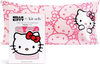 Kitsch Hello Kitty Satin-Kissenbezug mit Rei&szlig;verschluss f&uuml;r Haare, weicher als Seidenkissenbez&uuml;ge, k&uuml;hlende Kissenbez&uuml;ge, maschinenwaschbar, knitterfrei, Sat