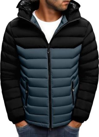 Generic Veste à capuche pour homme - Fermeture éclair - Rembourrée - Manches longues - Vintage - Chaud - Parka - Coupe décontractée - Pour le sport en plein a