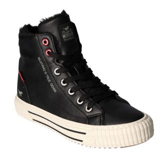 Mustang Jeans Damen Stiefelette High Top Sneaker Warmfutter 1442-601, Gr&ouml;&szlig;e:41 EU, Farbe:Schwarz