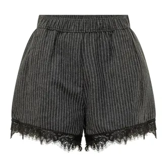 Ganni Flanell-Spitzenshorts - - Shorts - Damen - Grau - XS
