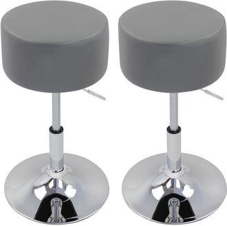 Woltu Woltu - Lot de 2 Tabouret de bar sans dossier, Si&egrave;ge en similicuir, Hauteur r&eacute;glable, Gris