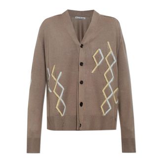 Acne Studios Argyle Strickjacke - - Knitwear - Herren - Braun - XL
