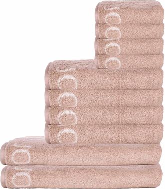 Joop Handtuch Set, 10-TLG. - Classic, 2X Duschtuch, 4X Handtuch, 4X G&auml;stetuch Rosa (Nude) Set