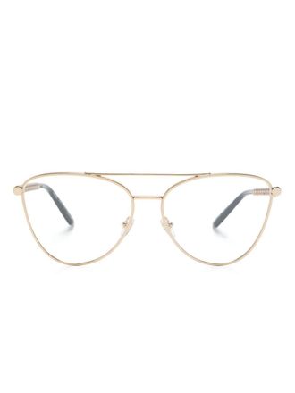 Versace lunettes de vue &agrave; monture papillon Greca - Or