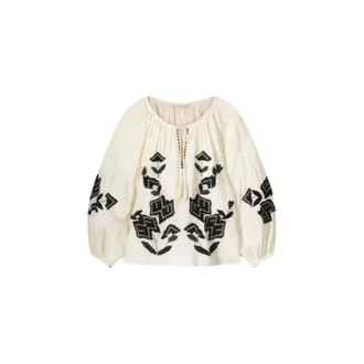 Summum Bestickte Bluse - - Blouses & Shirts - Damen - Beige - M