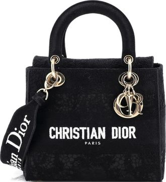 Dior Lady D-Lite Bag Embroidery with Macrame Effect Medium shoulder bag - Schwarz