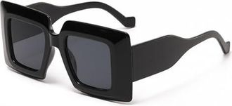 Generic Lunettes De Soleil Carr&eacute;es &Agrave; Grande Monture Tendance For Hommes Et Femmes, Id&eacute;ales For Les Vacances Et Les F&ecirc;tes.(Black)