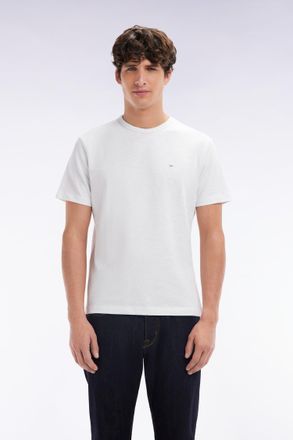Eden Park T-shirt En Jersey De Coton Slub Blanc Coupe Droite