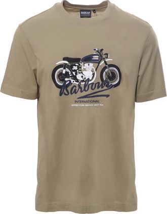 Barbour Homme, Tops, Vert, Taille: XL T-shirt en jersey avec imprim&eacute; moto