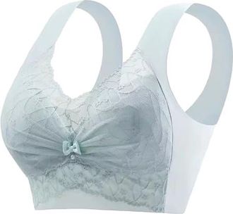 Generic 2026 Soutien-gorge pour femme Soutien-gorge fin fronc&eacute; en dentelle sous-v&ecirc;tements bonnet fixe poitrine femme couverture gilet style essuyage, Vert, 3X