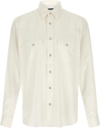 Tom Ford Homme, Chemises, Blanc, Taille: 3XL Western Hand Cotton Shirt