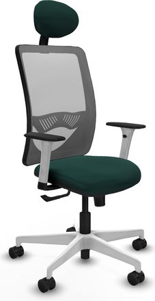 Piqueras y Crespo Gr&uuml;ner Schreibtisch Zulema mit wei&szlig;en und schwarzen Armlehnen, h&ouml;henverstellbare Lendenwirbelst&uuml;tze und festes Kopfteil, ausgestattet mit 3 Positionen