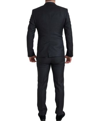 Dolce & Gabbana Mens Black 3 Piece Single Breasted Martini Suit Virgin Wool