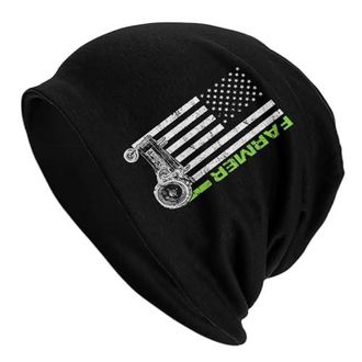 Generic Homme Femme Bonnets De Ski Tracteur Drapeau Am&eacute;ricain Bonnet &Agrave; Revers Classique Bonnet dhiver Chaud Bonnets Tricot&eacute; pour Quotidien Course Patinage