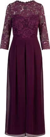 Apart Fashion APART Abendoverall mit Spitzentop und weitem Bein, dunkel lila, 36