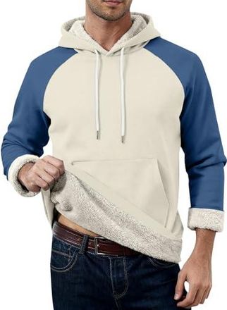 Generic Sweat à capuche doublé en polaire pour homme - Manches longues - Couleurs contrastées - Chandails dhiver - Hauts dautomne - Sweat à capuche chaud en p
