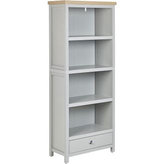 Beliani Beliani - Biblioth&egrave;que au Style Vintage en Panneau de Particules Gris et Bois Clair 4 Etag&egrave;res 1 Tiroir Clio