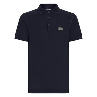 Dolce & Gabbana Logo Plakette Polo - - Tops - Herren - Blau - L