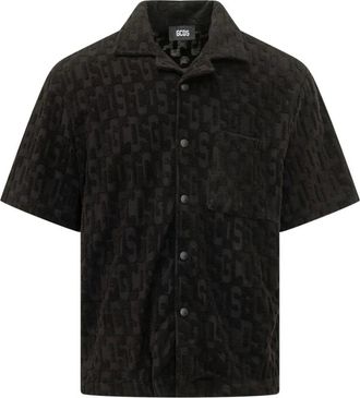 GCDS Gcds, Homme, Chemises, Noir, Taille: XS Chemise &agrave; motif monogramme