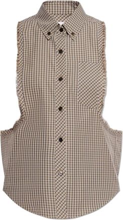 Versace Femme, Blouses et Chemises, Brun, Taille: 38 FR Gilet &agrave; bords francs