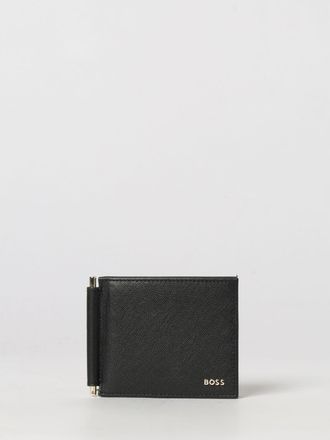 HUGO BOSS Portefeuille bifold en cuir Saffiano avec pince &agrave; billets et logo en m&eacute;tal