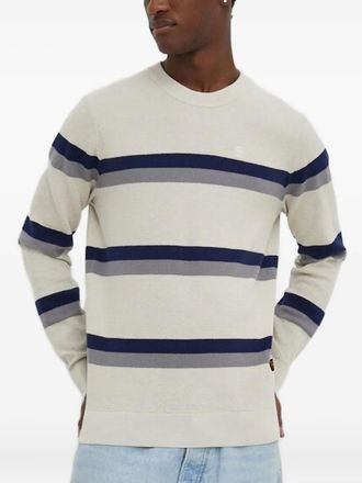 G-Star pull rayé à col rond - Tons neutres