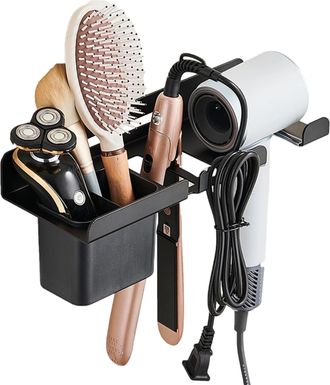Generic Hair Tool Organizer - Wall-Mounted Hair Dryer Holder, Anti-Slip Waterproof Bathroom Storage Rack, Curling Iron Holder | for Hairbrush Comb Bathroom Sa