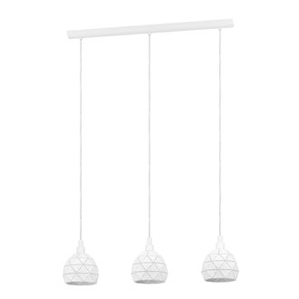 Eglo Pendellampe Roccaforte, 3 flammige Pendelleuchte, H&auml;ngelampe aus Stahl, Farbe: Wei&szlig;, Fassung: E14