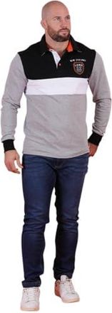 Ruckfield Polo en coton gris tricolore avec une coupe droite et un col &agrave; revers - Taille 4x_l