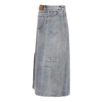 Maison Margiela Distressed Denim Maxi Rock - - Skirts - Damen - Blau - XS