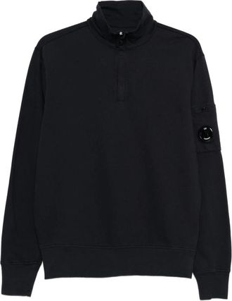 C.P. Company C.p. Company, Homme, Sweatshirts et sweats &agrave; capuche, Bleu, Taille: M Light Fleece Half Zip Lens SweaT-shirt