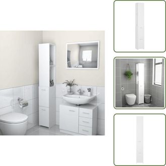 vidaXL Vidaxl - Armoire de salle de bain blanc 25x26,5x170 cm bois ding&eacute;nierie - Meuble De Salle De Bain - Armoire De Salle De Bain - Rangement Salle De