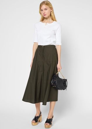 Gerard Darel Jupe trap&egrave;ze en coton - VESPER - Vert Kaki