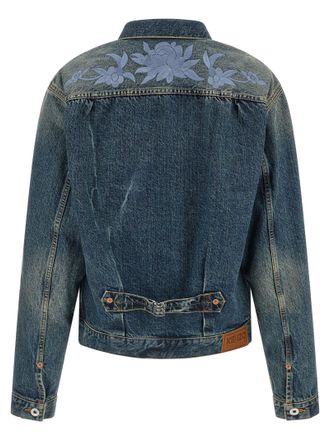 Kenzo Floral Embroidery Denim Jacket - Blue