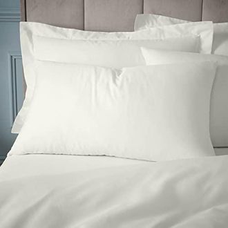 bianca Fine Linens Fadenzahl 180, ägyptische Baumwolle, Standard, 50 x 75 cm, 2 Stück Kissenbezüge mit Hotelverschluss, cremefarben